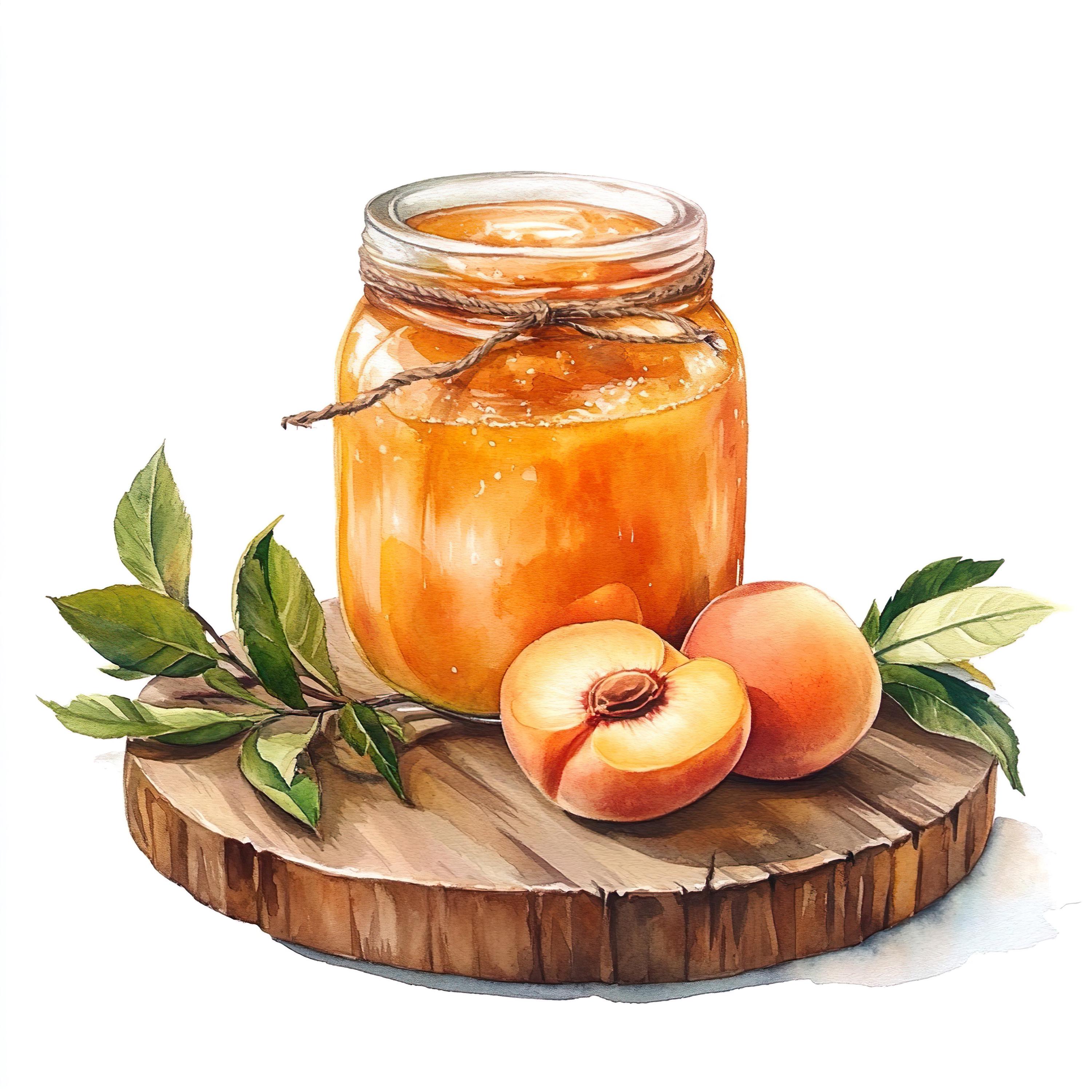 10 Peach Jam Jar Clipart Set Digital Watercolor Painting Marmalade ...