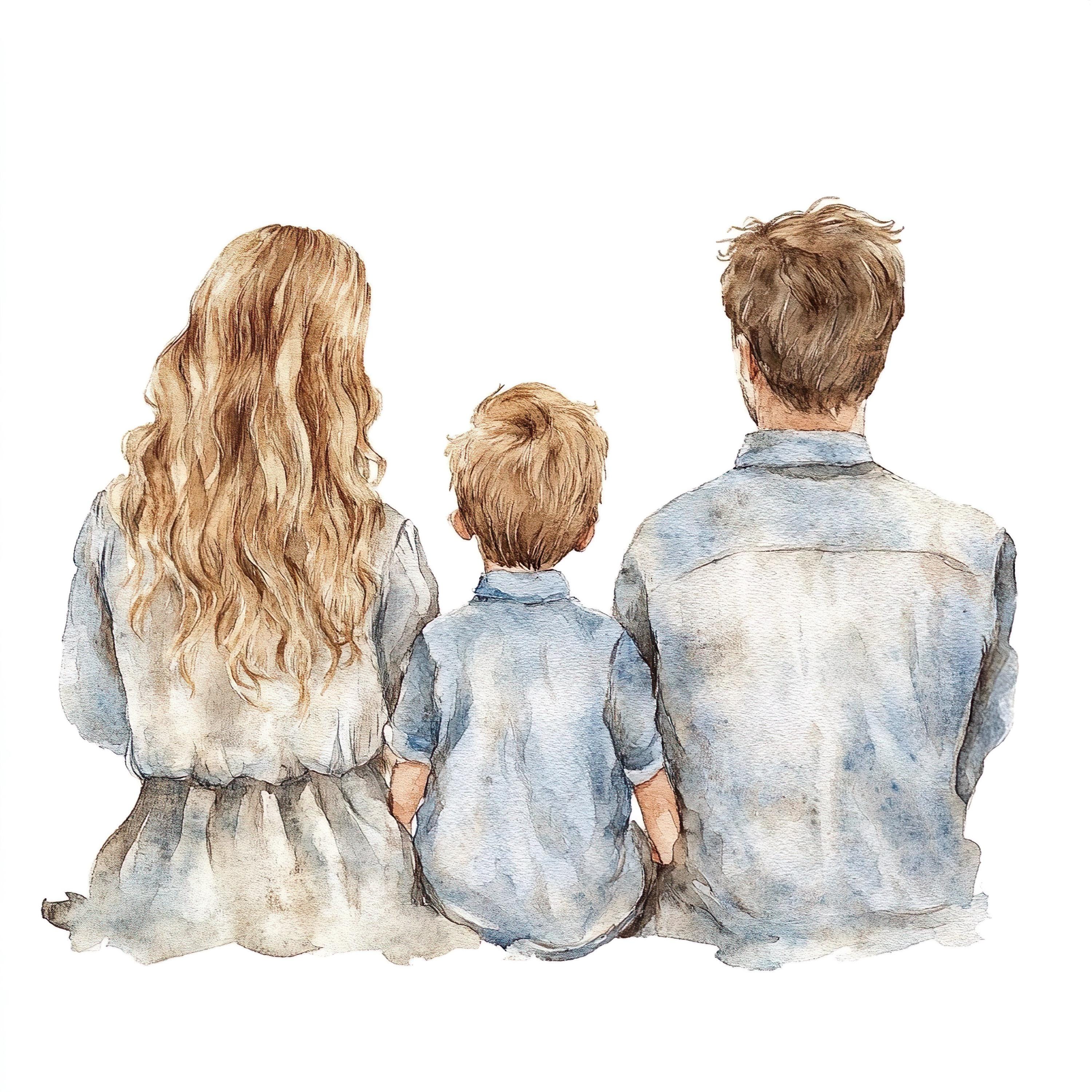 10 Happy Family Scene Clipart Set Digital Watercolor Painting Three ...