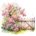10 Garden Fence in Spring Clipart Set Digital Watercolor Floral Border ...