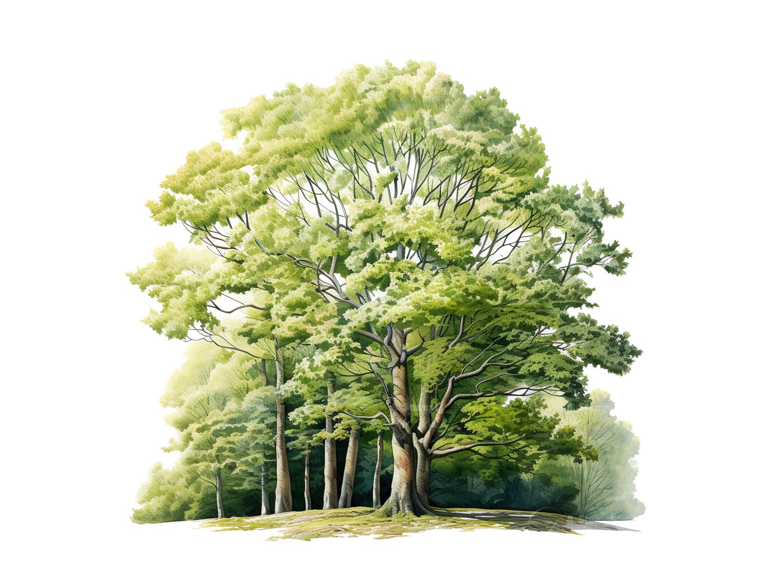Beech Tree Clipart Set Watercolor Clip Art Bundle Printable Wall Art ...