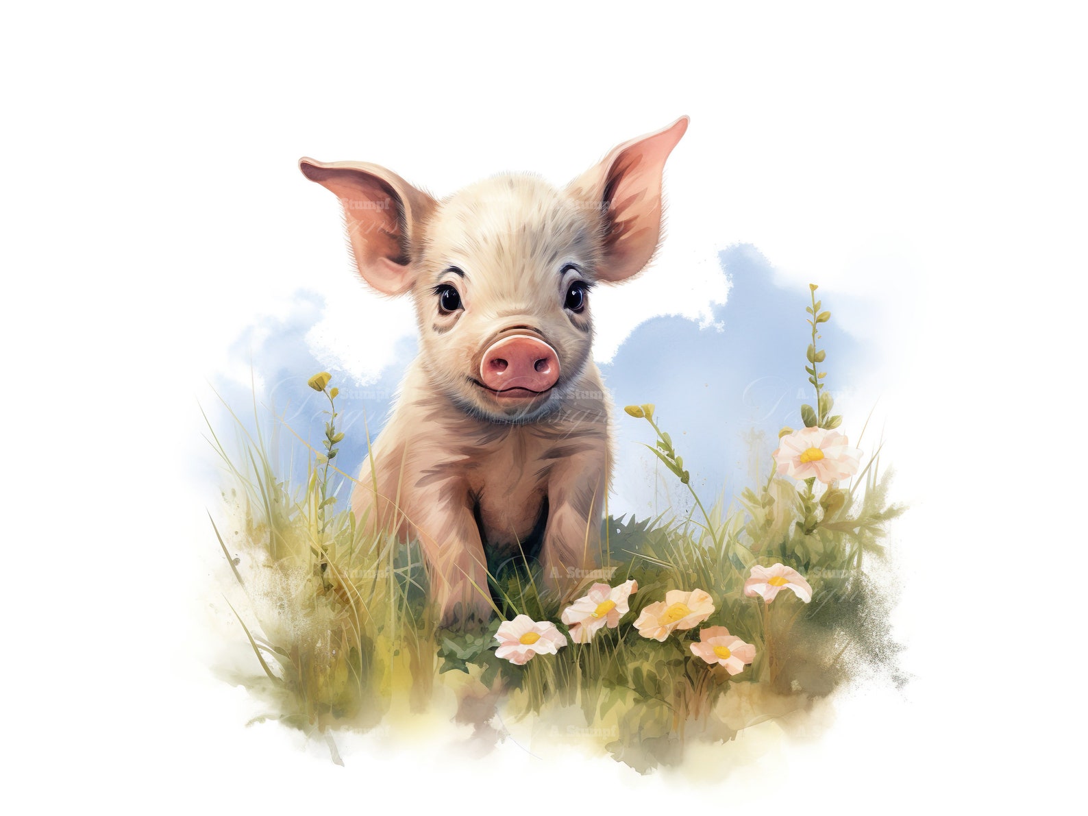 10 Piglet Clipart Cute Pig Fun Art Prints Farm Animal Nursery Decor ...