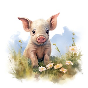 10 Piglet Clipart Cute Pig Fun Art Prints Farm Animal Nursery Decor ...