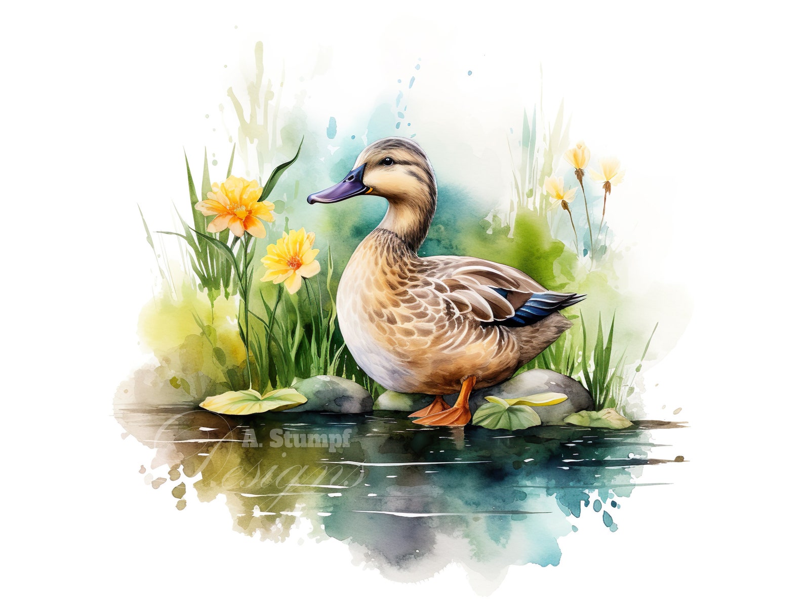 10 Duck Watercolor Clipart Set Cute Ducklings Illustration Digital Clip ...
