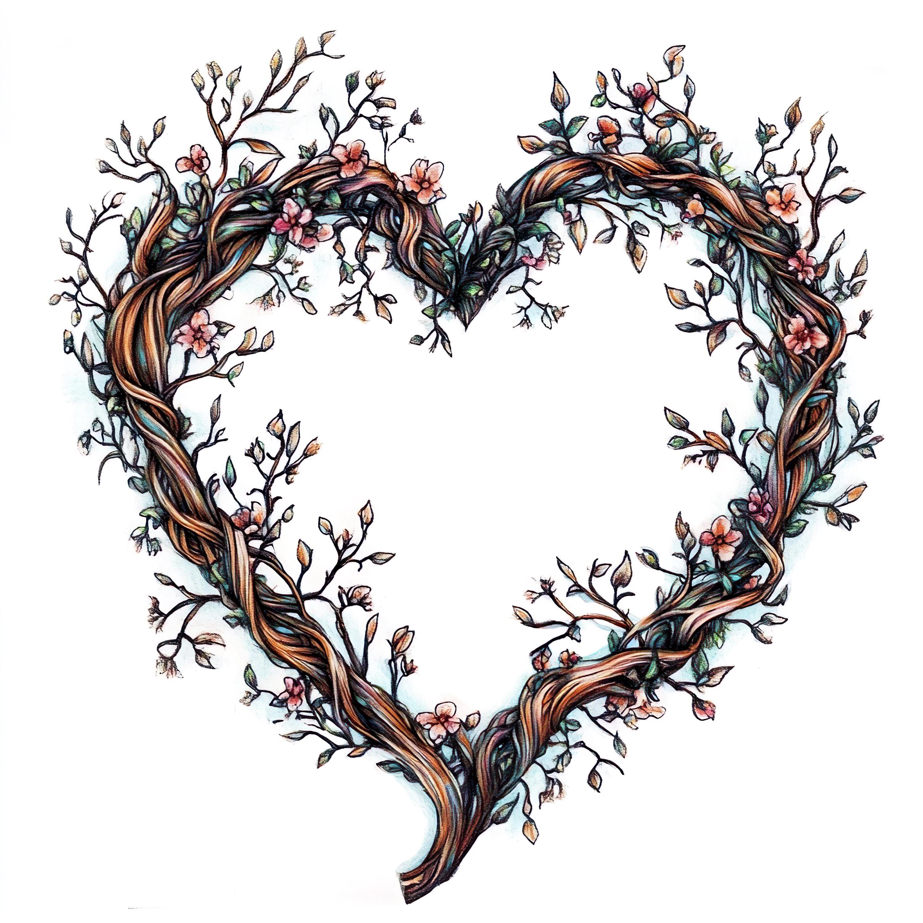 10 Heart of Forest Clipart Set Digital Watercolor Painting Entwined ...