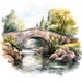 10 Cobblestone Bridge Summer Clipart, Digital Watercolor Painting ...
