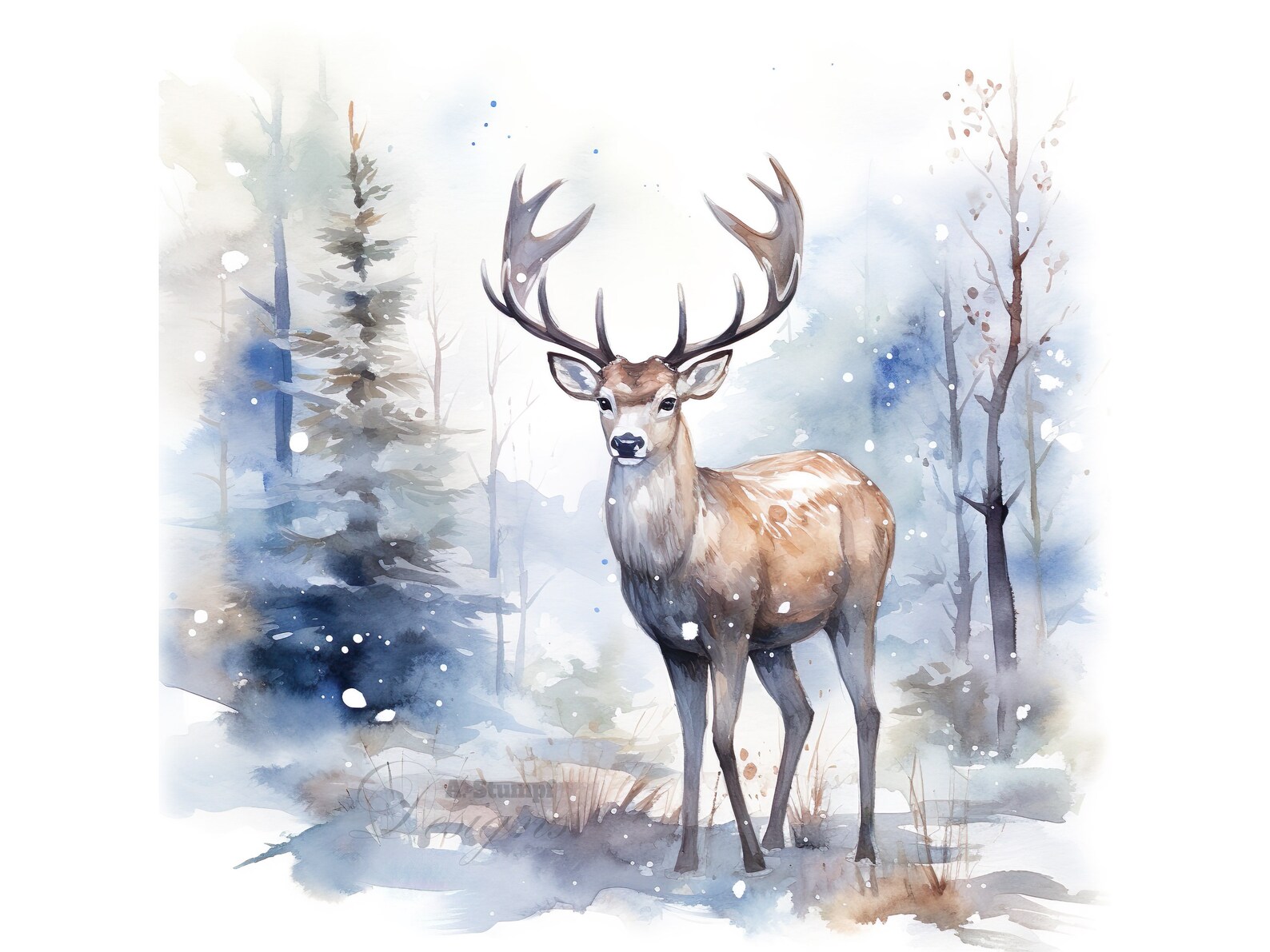 Deer Clipart Set of 10 High Quality Jpgs Digital Watercolor Art ...