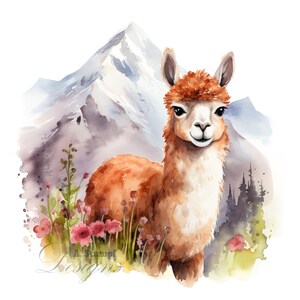 10 Alpaca Clipart Set, Digital Watercolor Paintings, Farm Animal ...