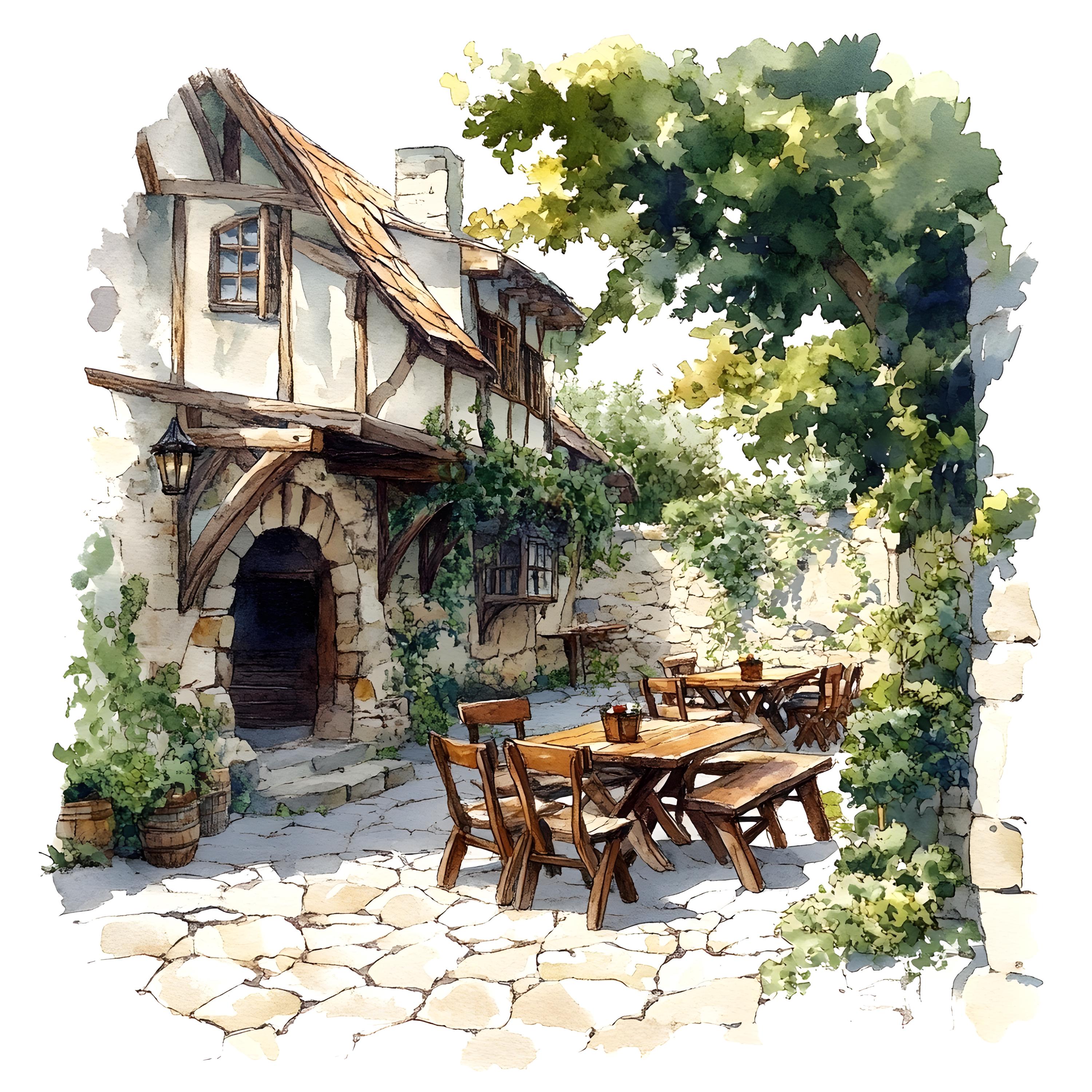 10 Medieval Tavern Clipart Set Rustic Decor Digital Watercolor Painting ...