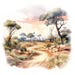 10 Savannah Landscape Clipart Set Panoramic Digital Watercolor Painting ...