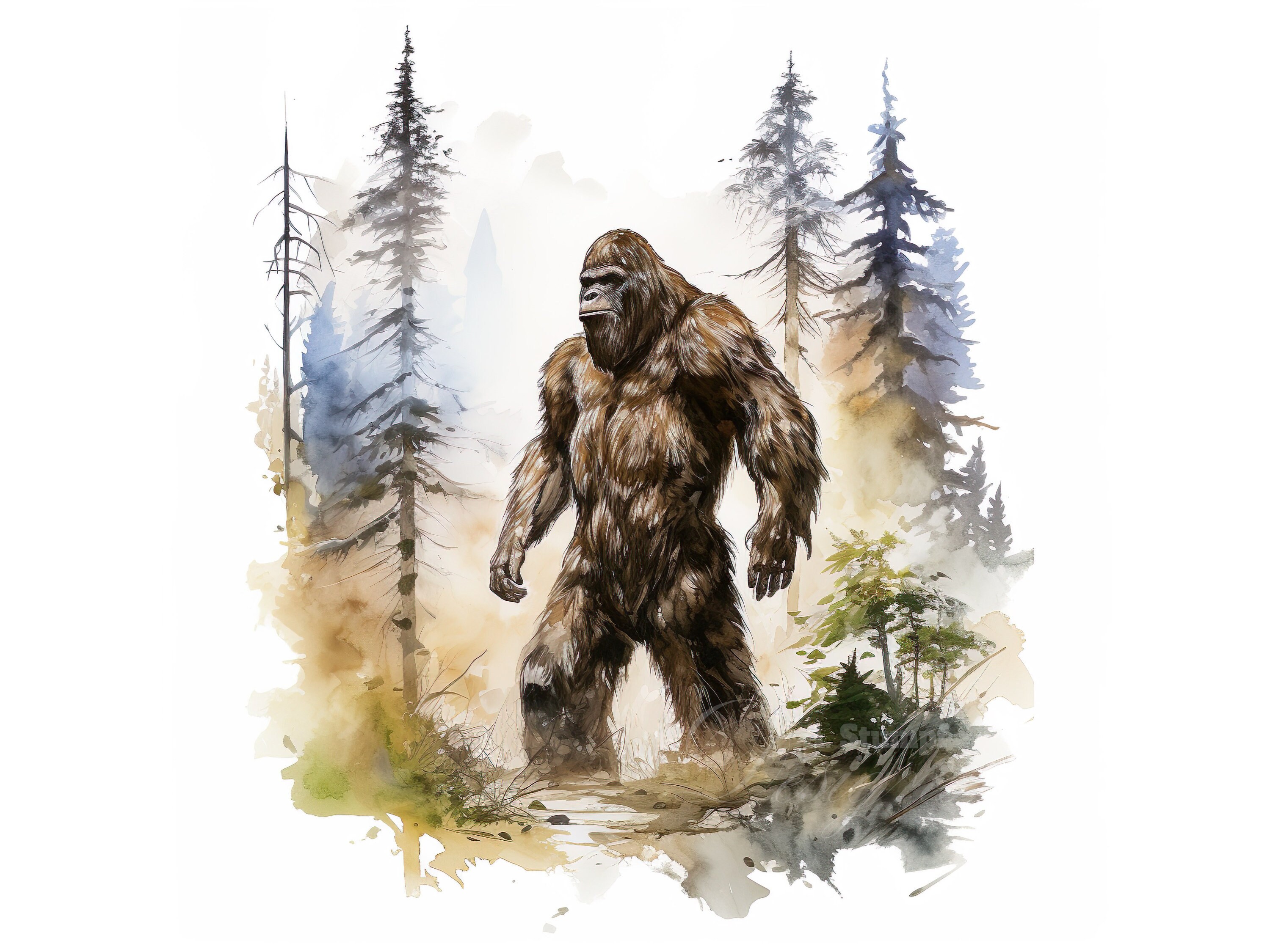 Bigfoot Clipart Set Cute Monsters Clip Art Watercolor Art DIY Design ...