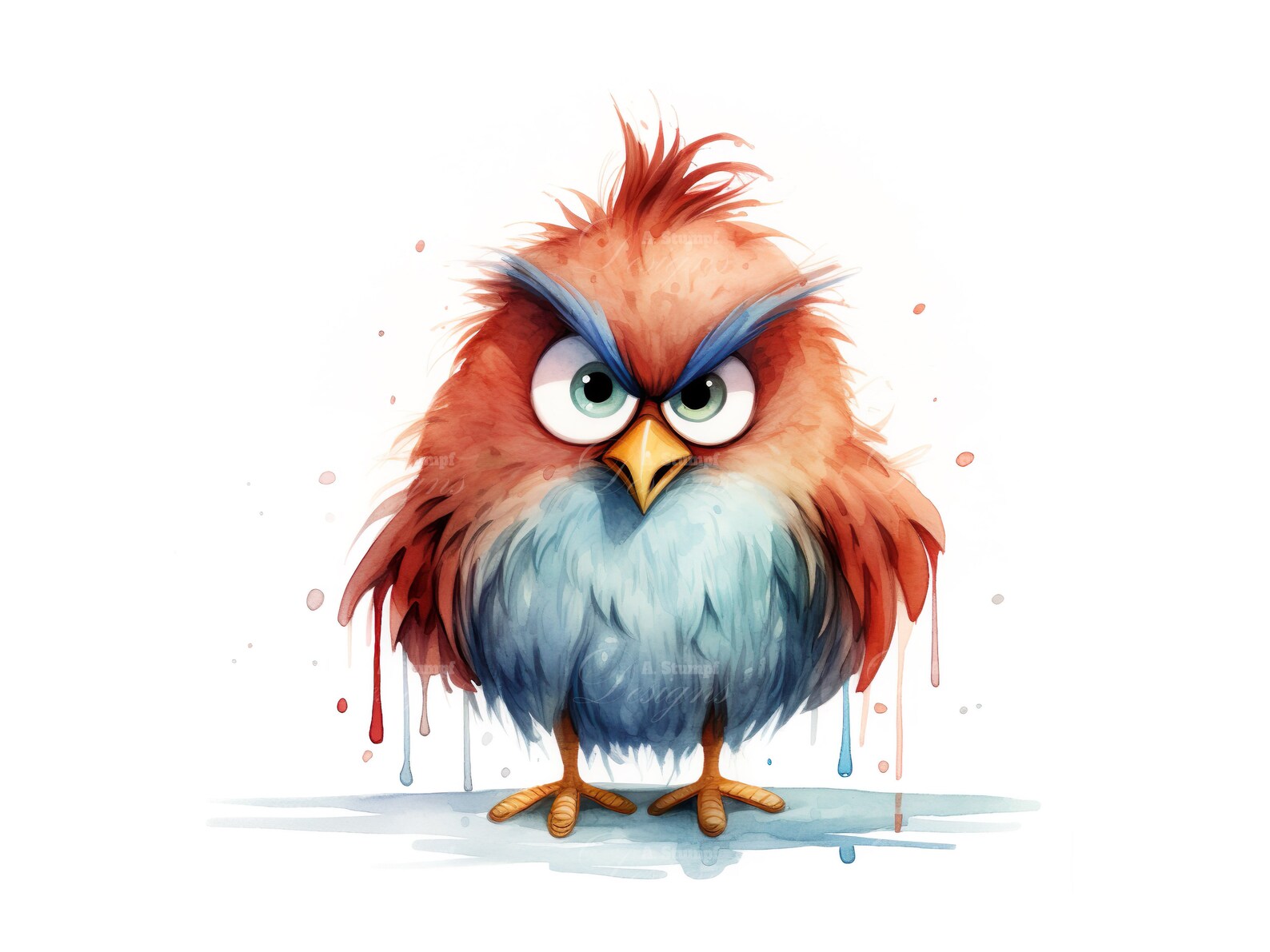 Grumpy Birds Clipart Set Watercolor Cartoon Clip Art Bundle Printable ...