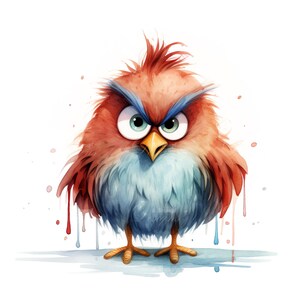 Grumpy Birds Clipart Set Watercolor Cartoon Clip Art Bundle Printable ...