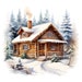 10 Log Cabin in Winter Clipart, Snowy Clip Art Bundle, Cozy Landscape ...