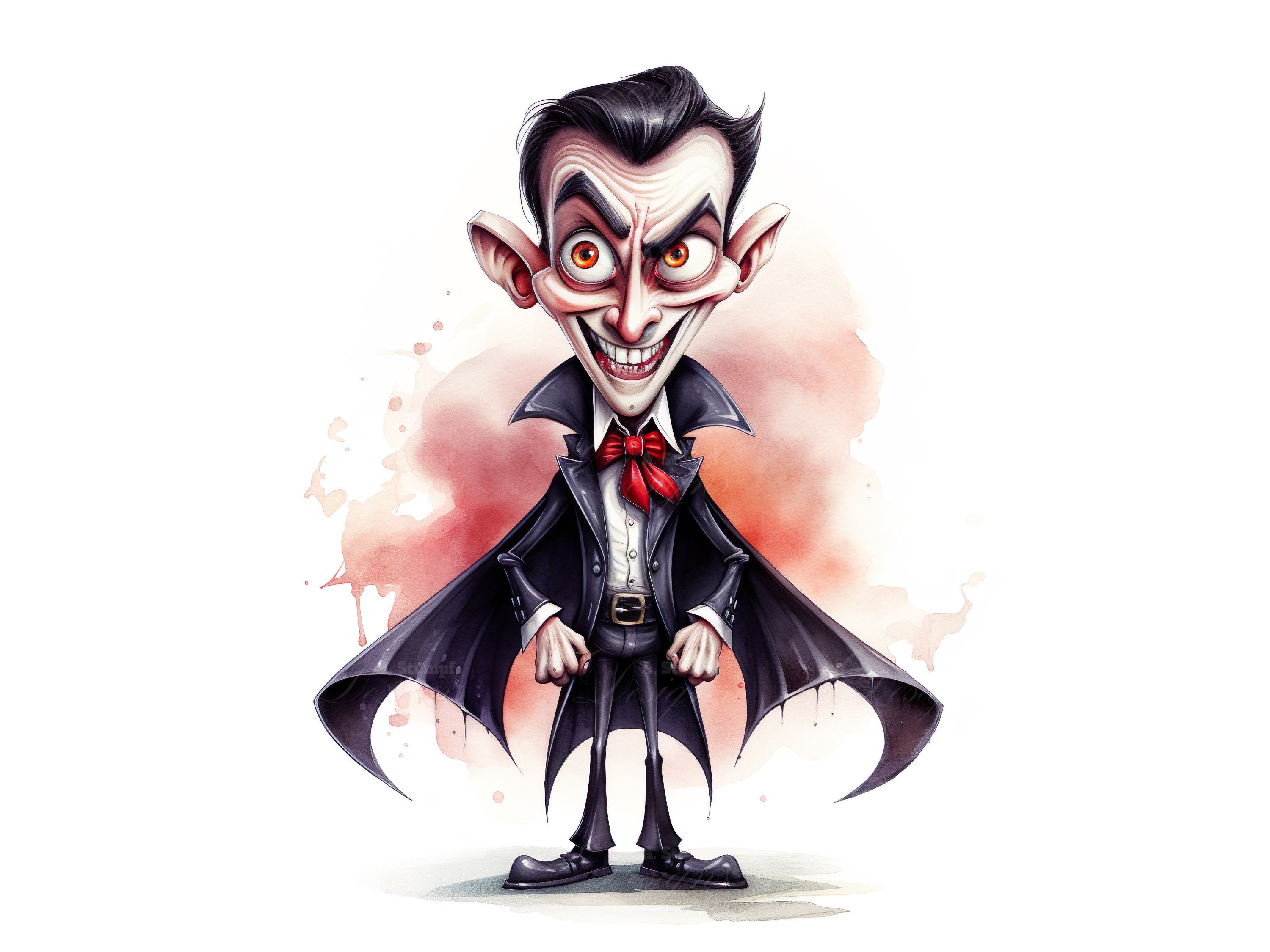 Funny Vampire Clipart Set Watercolor Bundle Spooky Halloween Art Cute