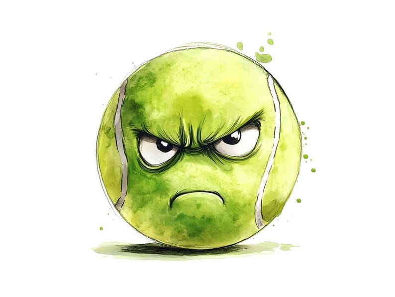 10 Angry Grumpy Tennis Ball Clipart Set Digital Watercolor Painting ...