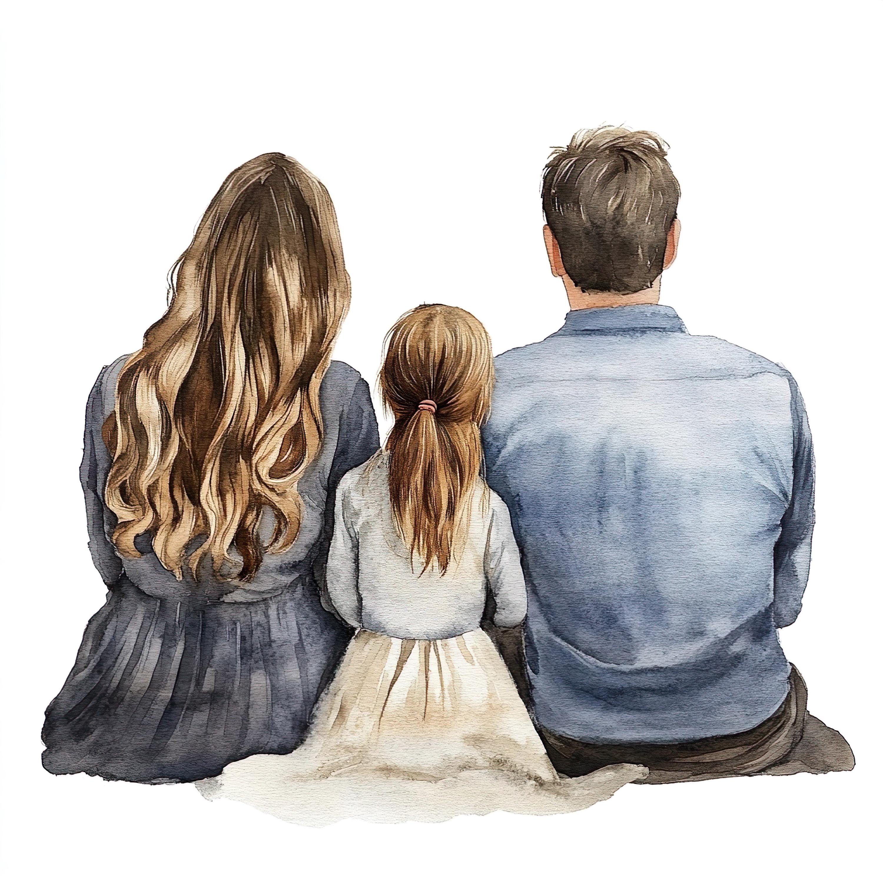 10 Happy Family Scene Clipart Set Digital Watercolor Painting Three ...