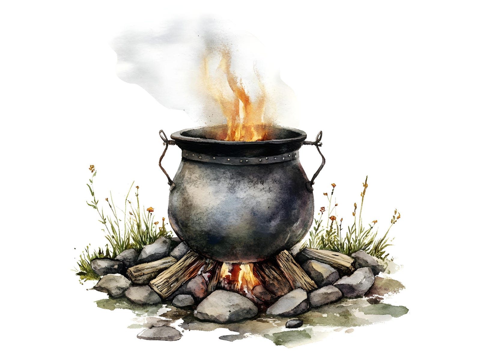10 Medieval Cauldron Clipart Set Digital Watercolor Painting Rustic ...