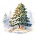 10 Pine Tree in Winter Clipart Set, Digital Watercolor Nature Painting ...