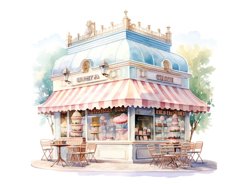 10 Ice Cream Parlor Clipart Set Digital Watercolor Painting Sweet Treat ...