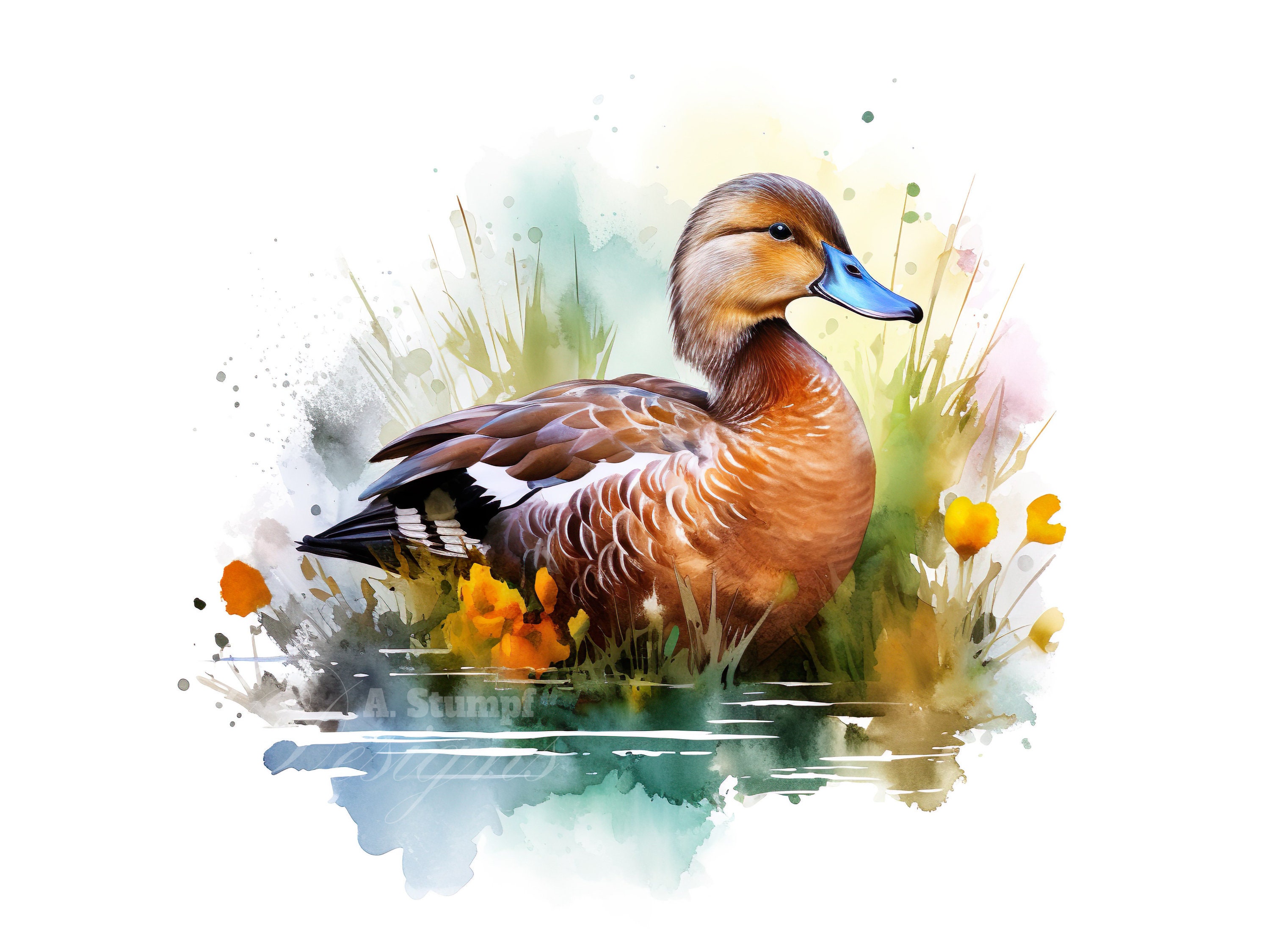 10 Duck Watercolor Clipart Set Cute Ducklings Illustration Digital Clip ...