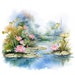 10 Pond Clipart Set Digital Watercolor Painting Floral Nature Scene ...