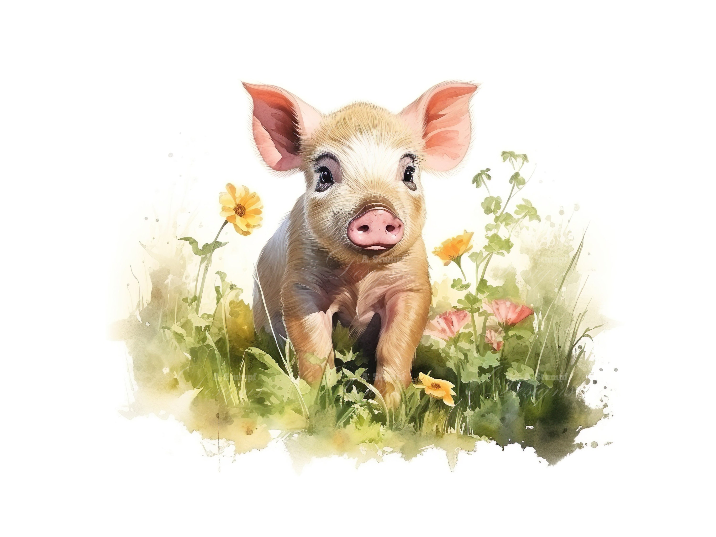 10 Piglet Clipart Cute Pig Fun Art Prints Farm Animal Nursery Decor ...