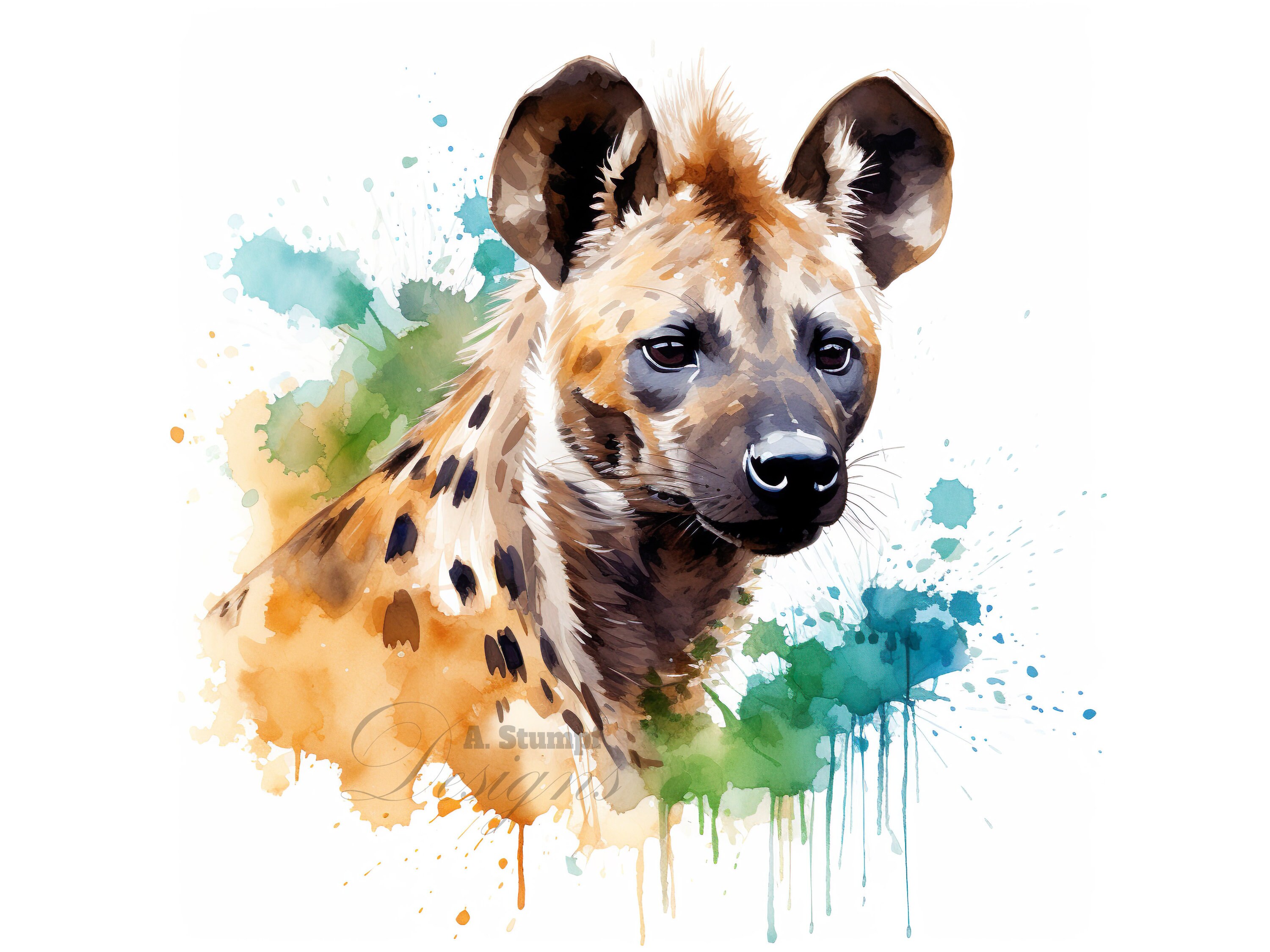 Hyena Clipart Set Watercolor Wildlife Graphics Jungle Theme Prints ...