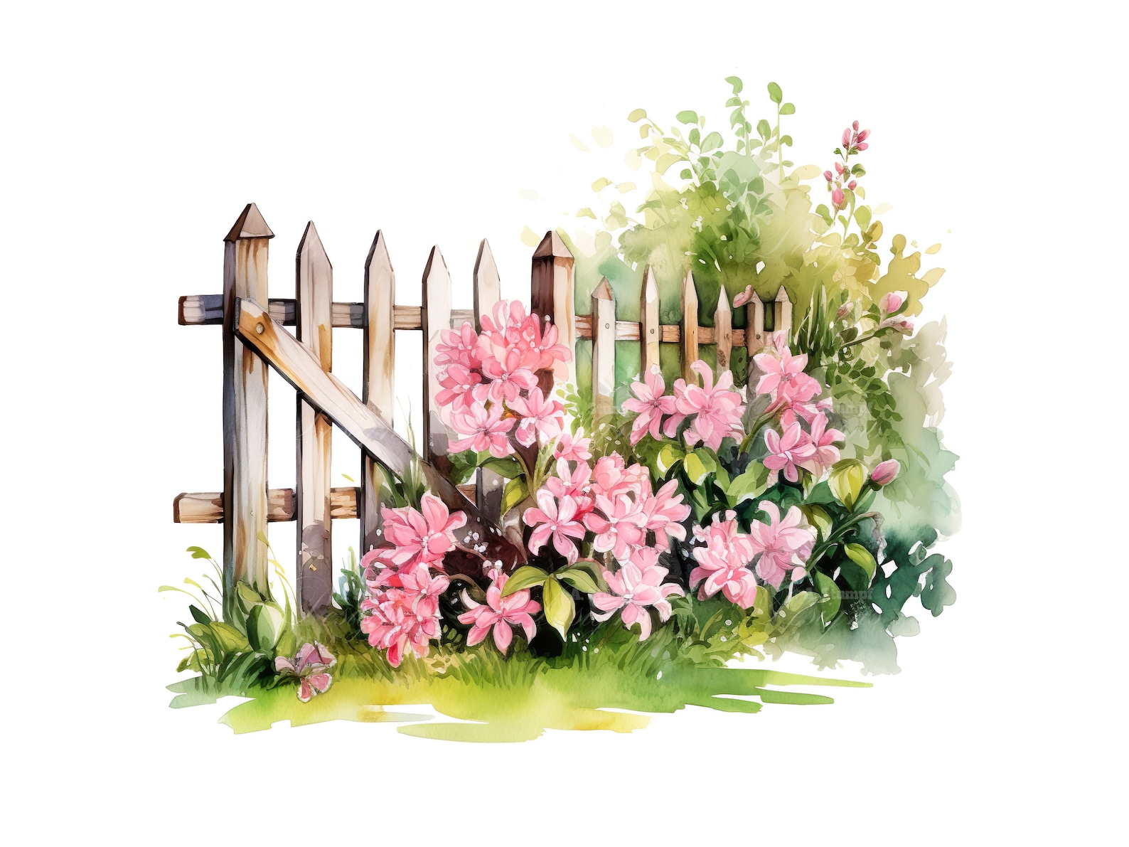 10 Garden Fence in Spring Clipart Set Digital Watercolor Floral Border ...