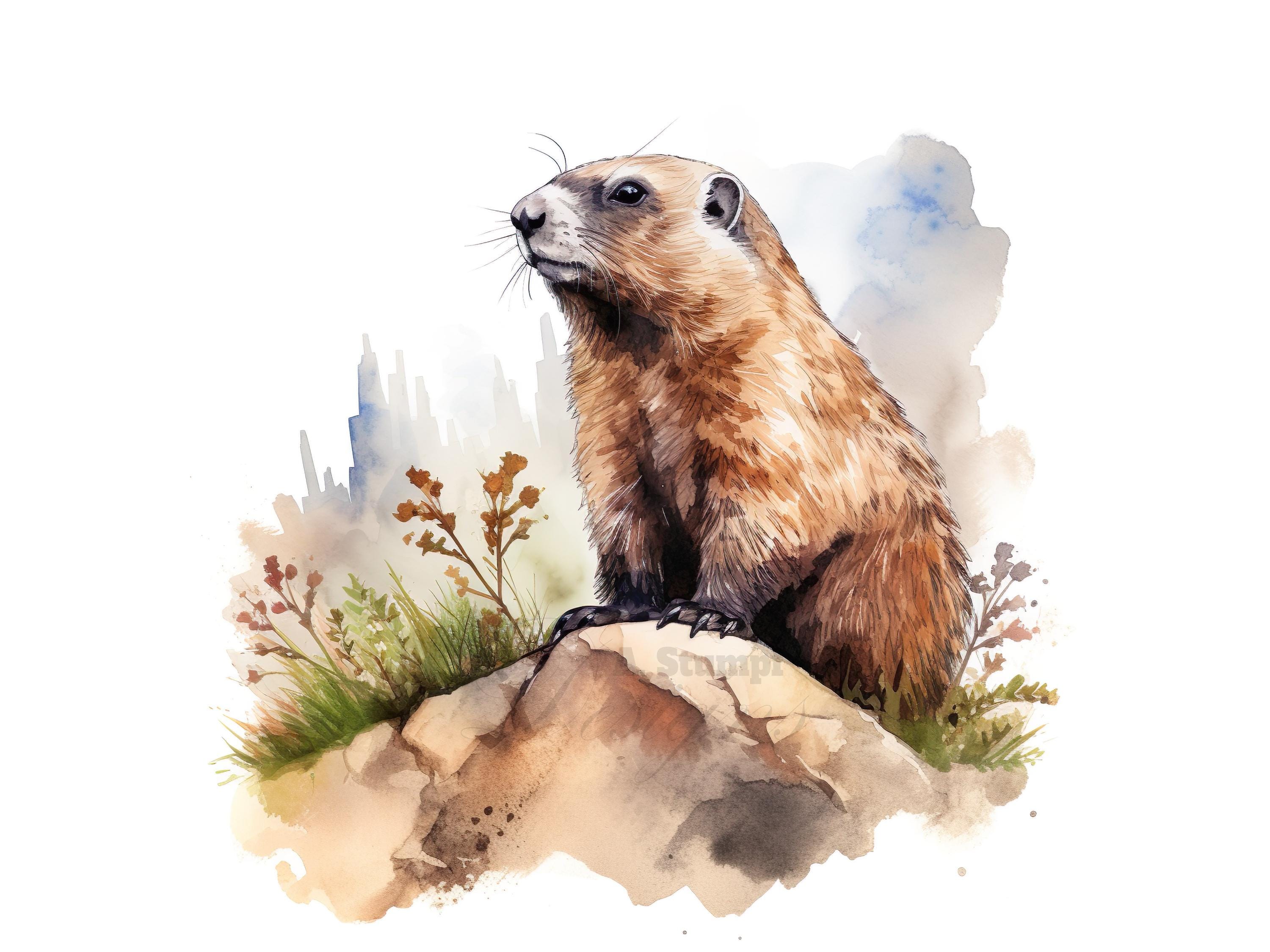 10 Cute Marmot Clipart Set Digital Watercolor Painting Animal ...