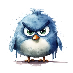 Grumpy Birds Clipart Set Watercolor Cartoon Clip Art Bundle Printable ...