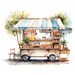 10 Street Food Cart Truck Clipart Set Digital Watercolor Painting ...