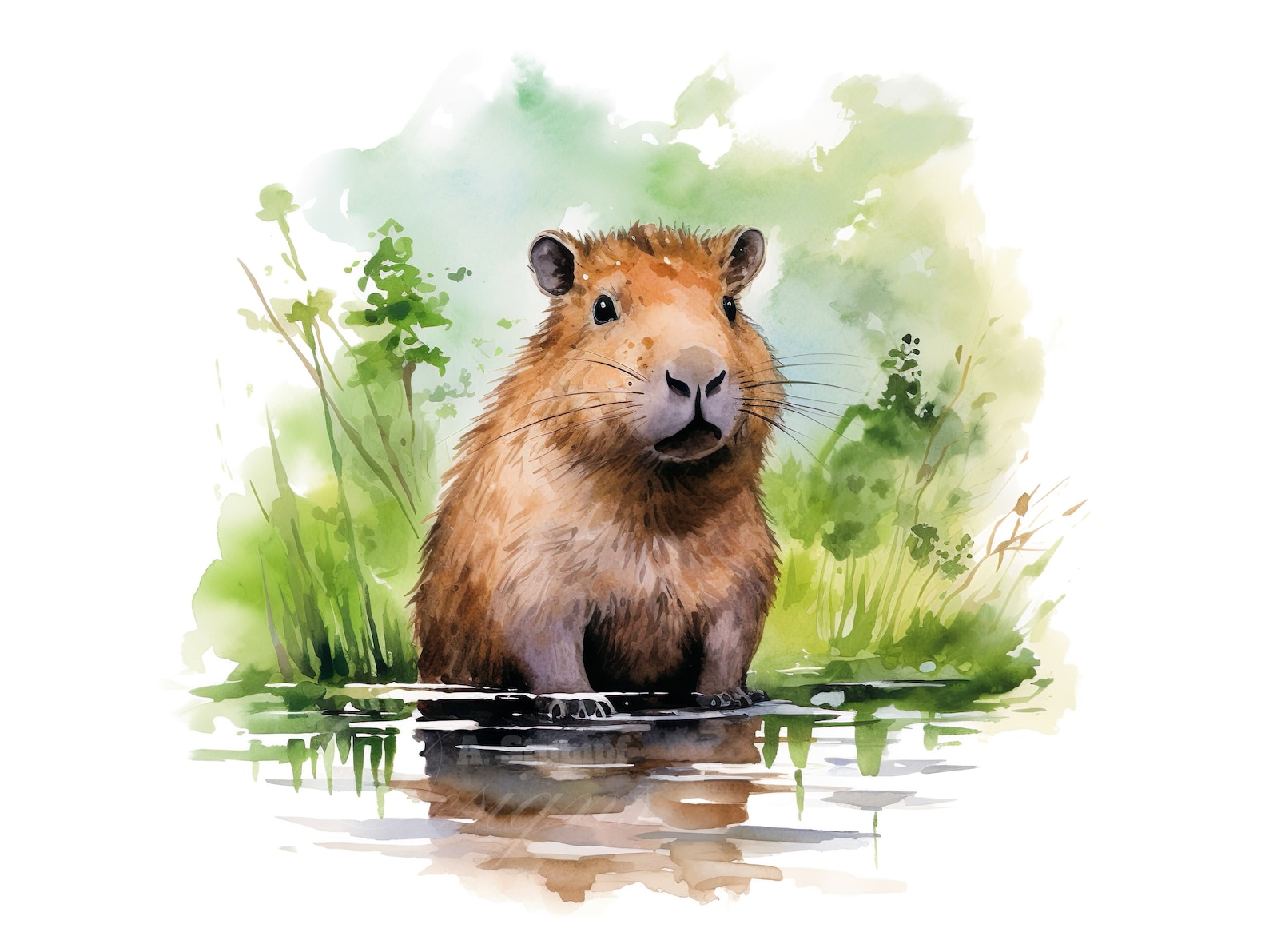 10 Capybara Clipart Set Digital Watercolor Painting Cute Adorable ...