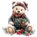 10 Christmas Teddy Bear Clipart Set, Digital Watercolor Painting, Snowy ...