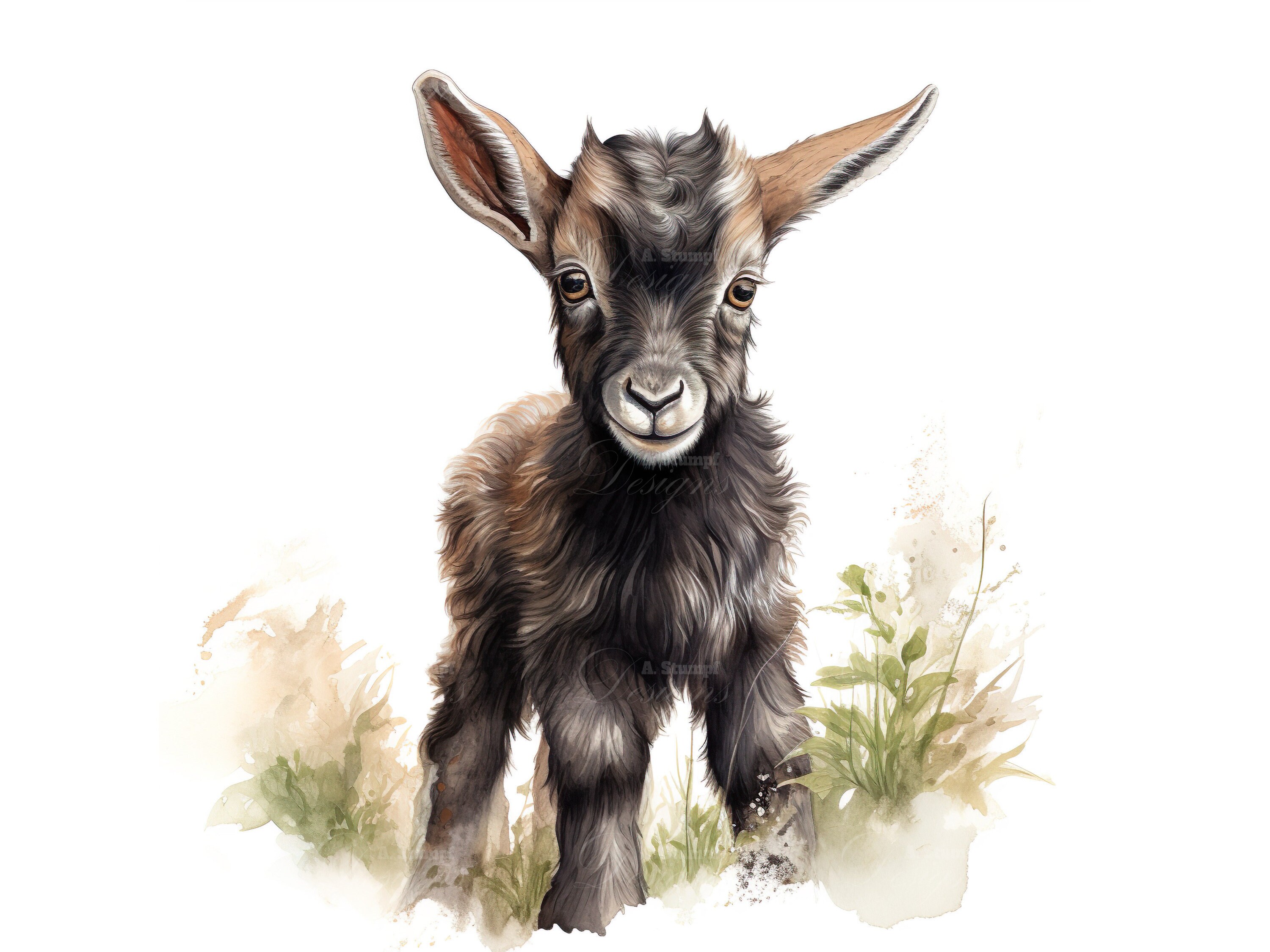 10 Baby Goat Clipart Set Digital Watercolor Painting Farm Animal Clip ...