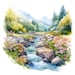 10 Mountain Stream Spring Landscape Clipart Set Digital Watercolor ...
