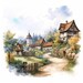 10 Medieval Village Landscape Clipart Set Digital Watercolor Historical ...