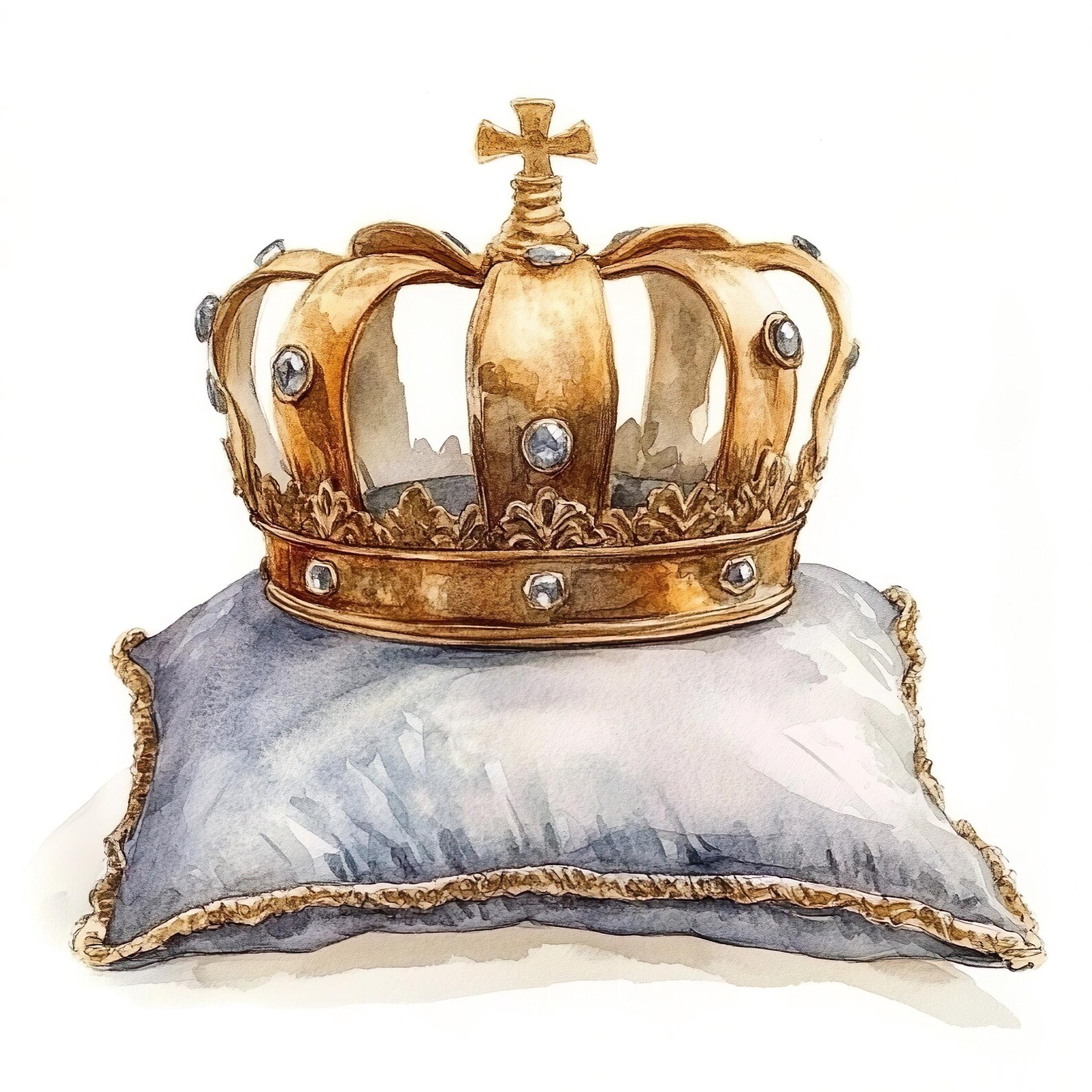 10 Old Vintage Medieval Crown Clipart Set Digital Watercolor Painting ...