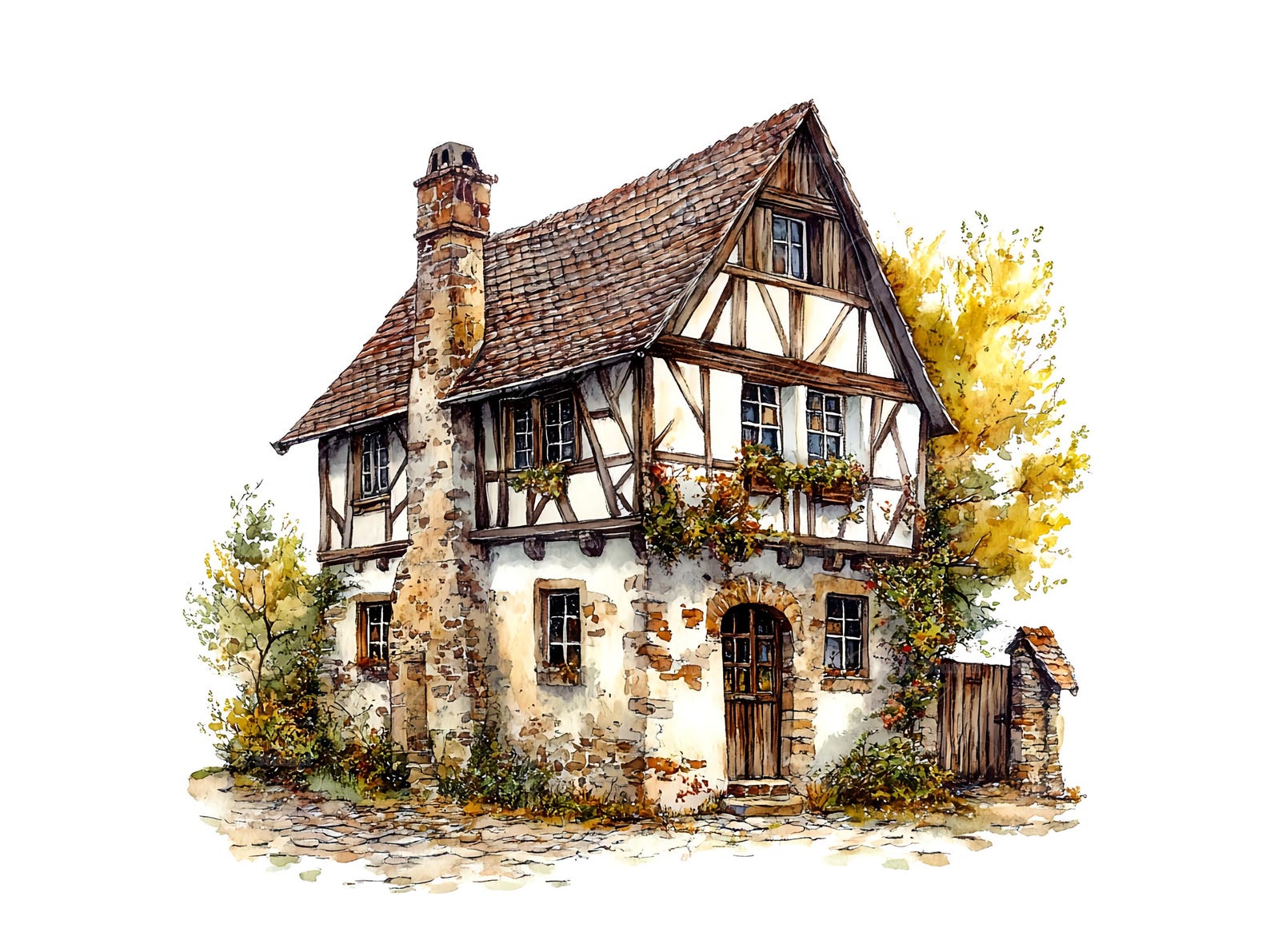 10 Medieval Era House Clipart Set Digital Watercolor Old Cottage ...