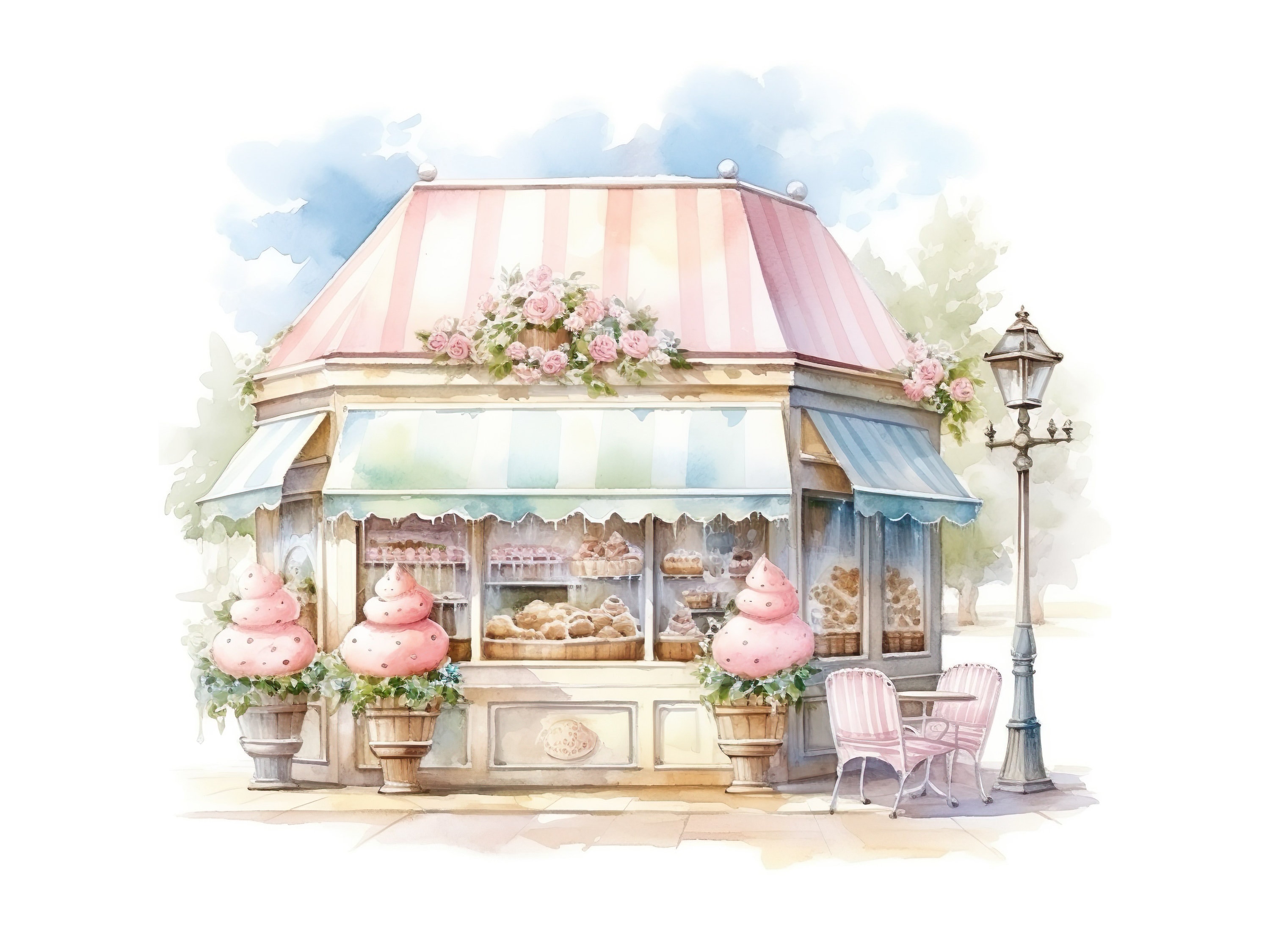 10 Ice Cream Parlor Clipart Set Digital Watercolor Painting Sweet Treat ...