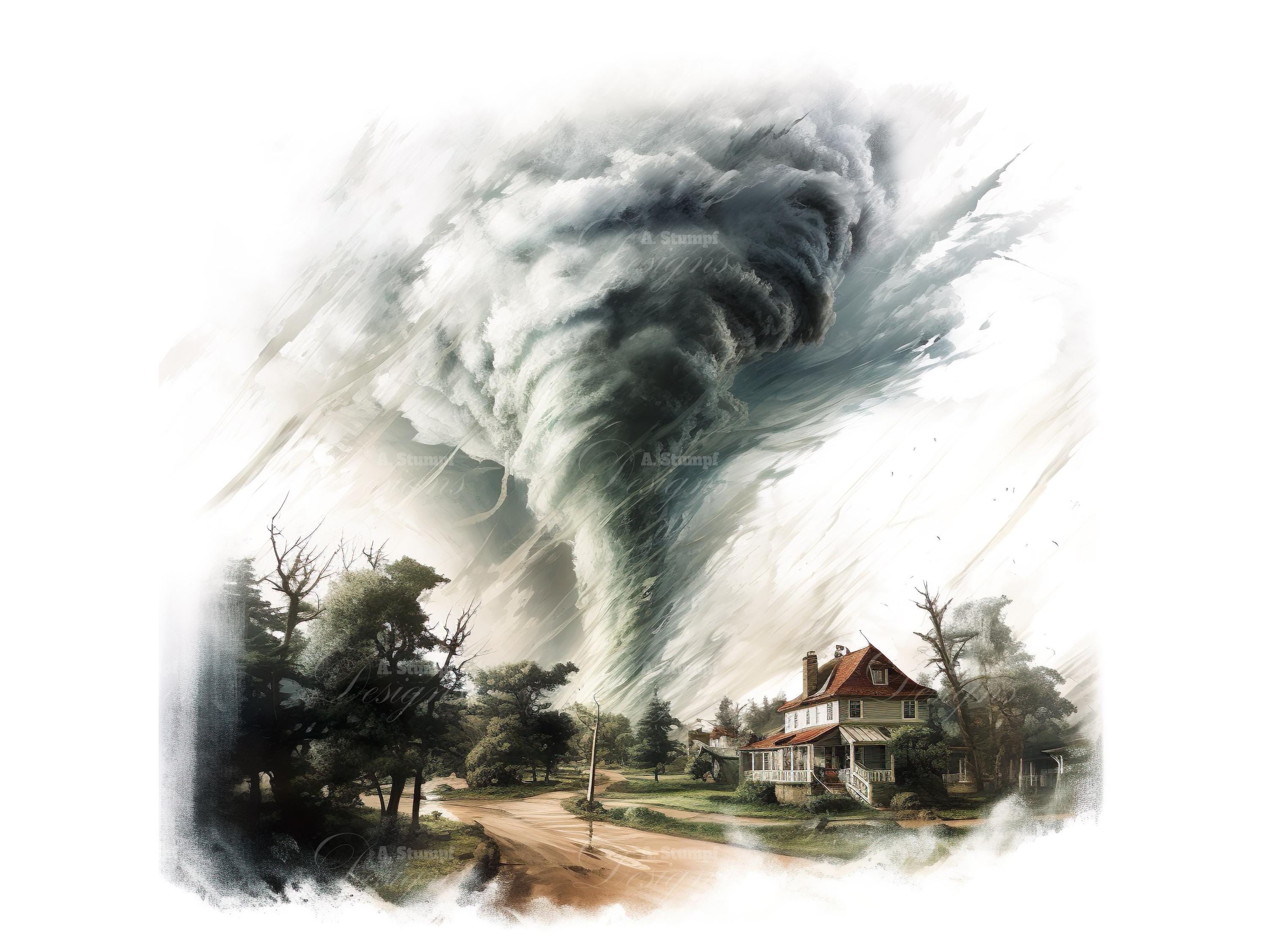 10 Tornado Storm Scenery Clipart Set Digital Watercolor Painting ...