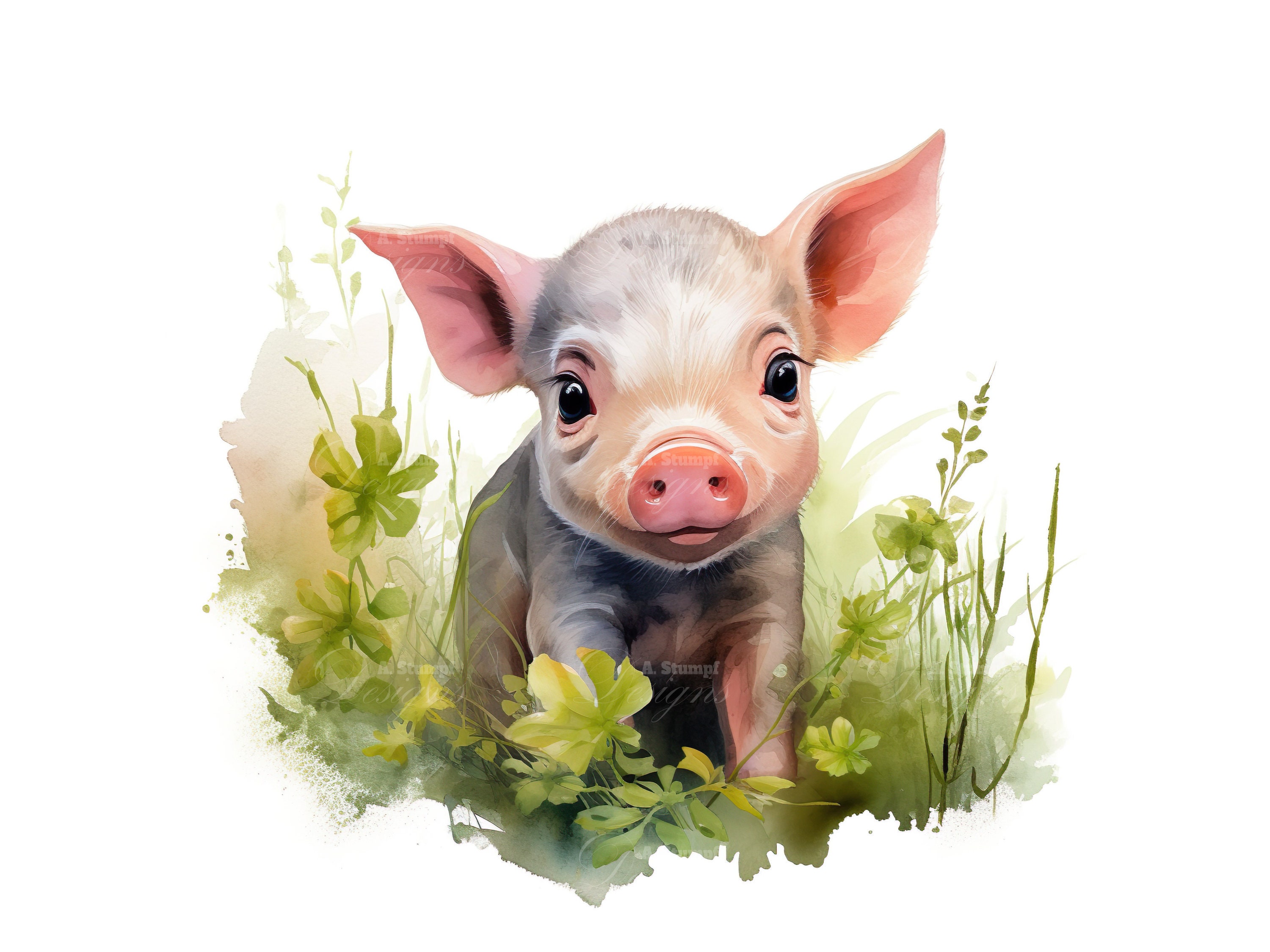 10 Piglet Clipart Cute Pig Fun Art Prints Farm Animal Nursery Decor ...