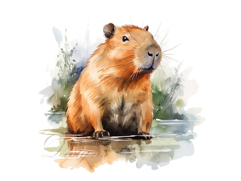 10 Capybara Clipart Set Digital Watercolor Painting Cute Adorable ...