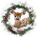 10 Deer in Christmas Wreath Clipart, Digital Watercolor Painting ...