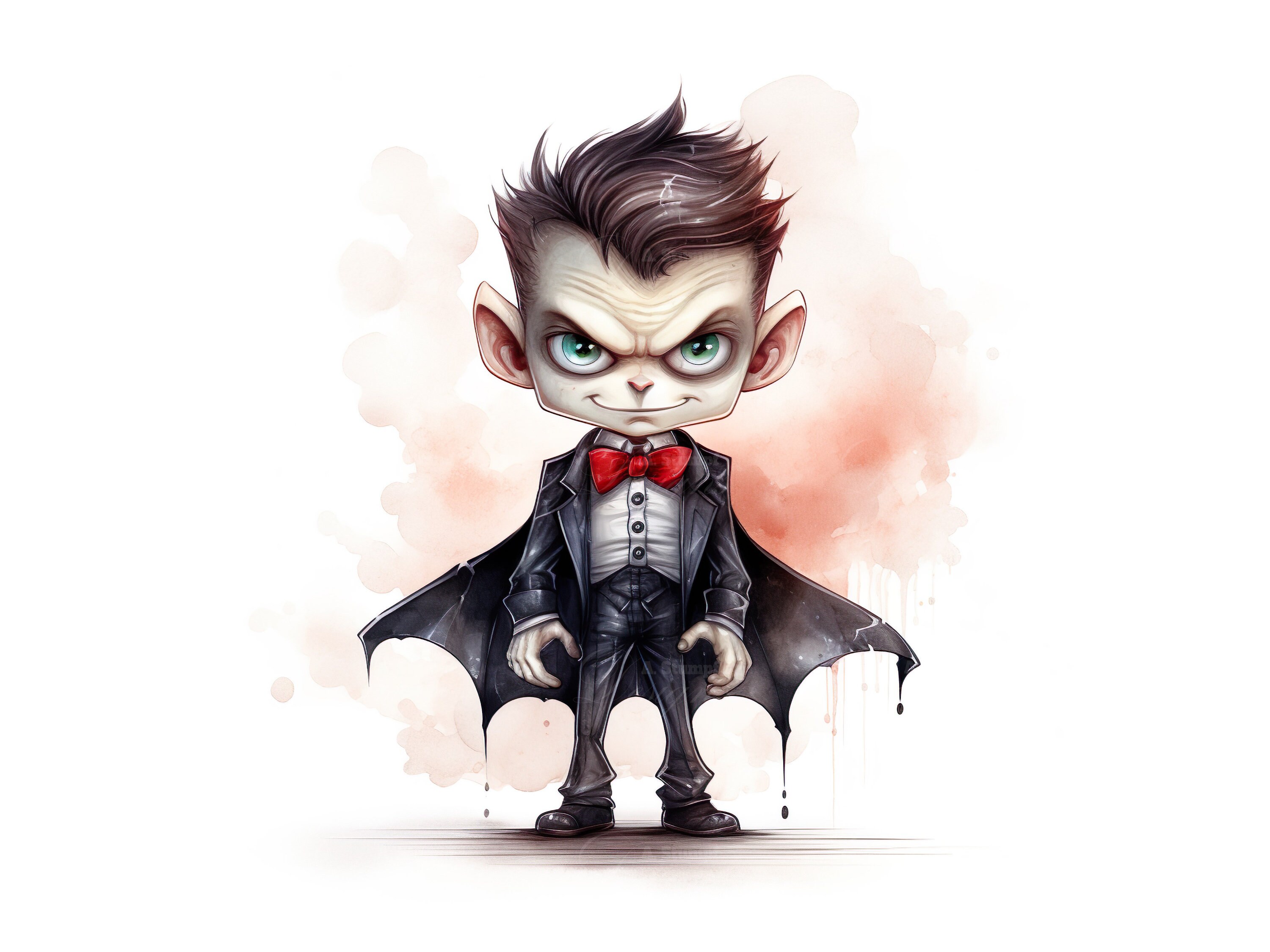 Funny Vampire Clipart Set Watercolor Bundle Spooky Halloween Art Cute ...