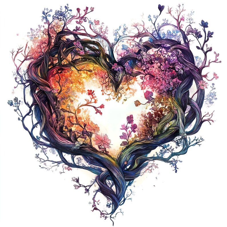 10 Heart of Forest Clipart Set Digital Watercolor Painting Entwined ...