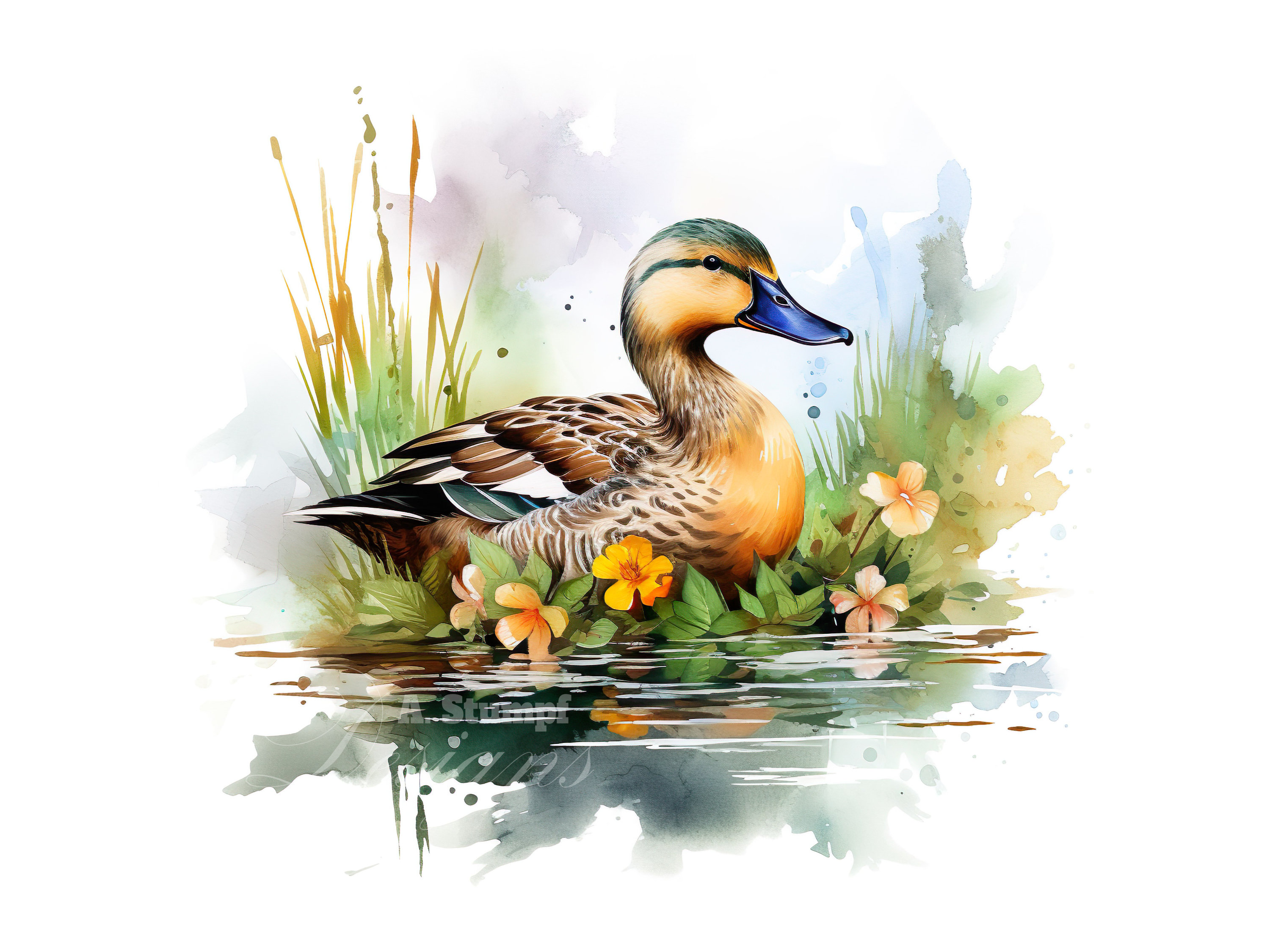 10 Duck Watercolor Clipart Set Cute Ducklings Illustration Digital Clip ...