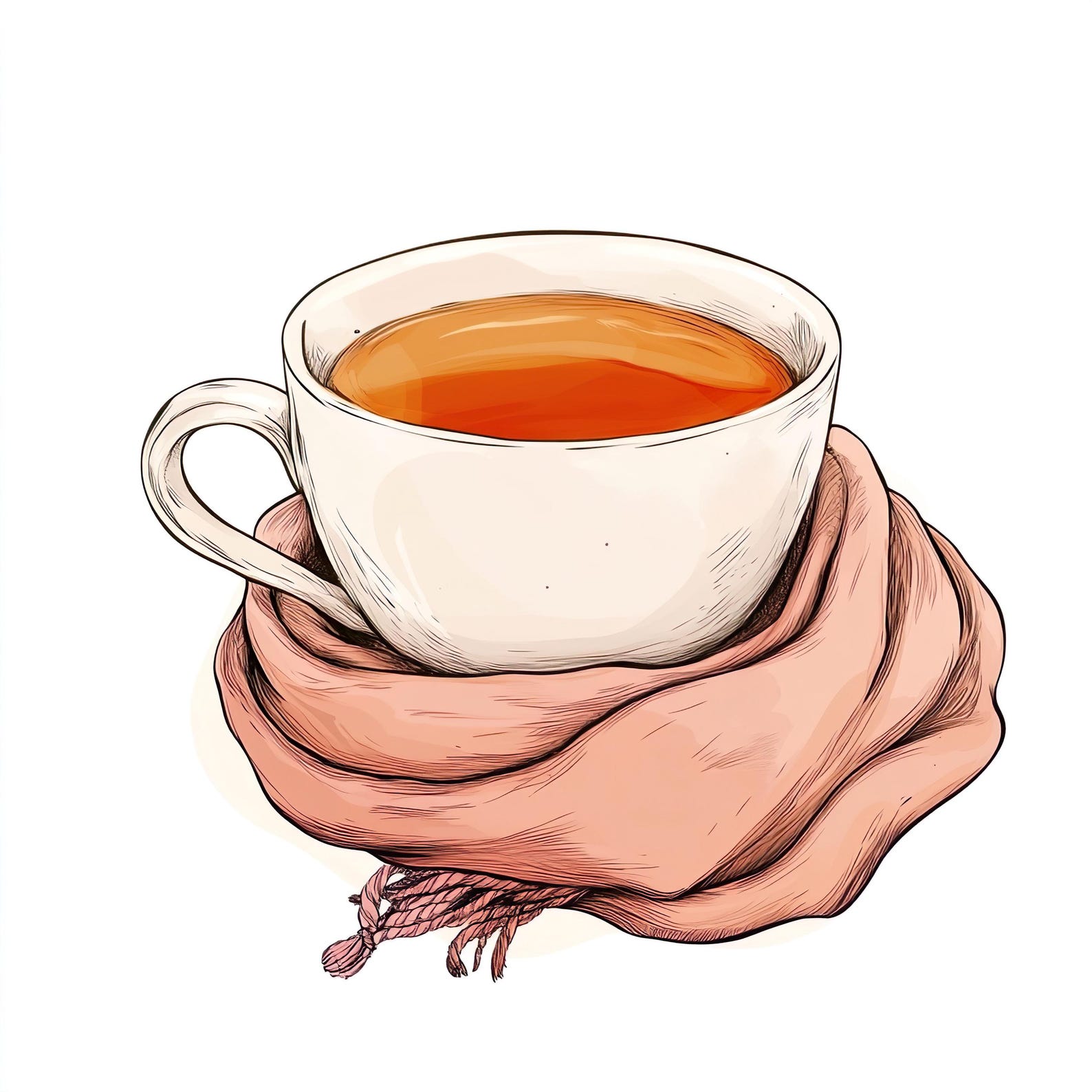 10 Cozy Cup of Tea With Scarf Clipart Set Digital Watercolor Painting ...