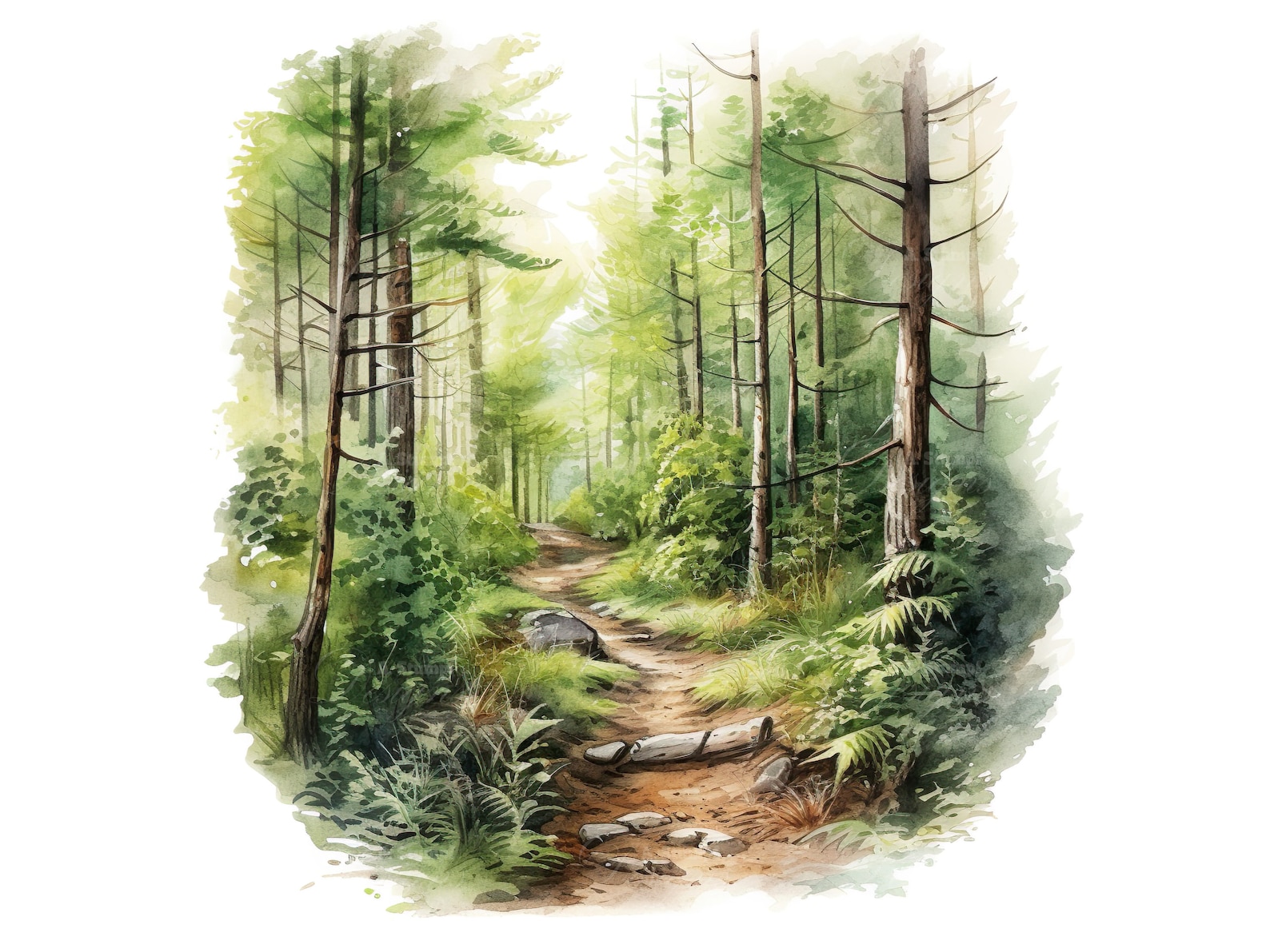 10 Forest Hiking Trail in Summer, Nature Clipart Set, Digital ...