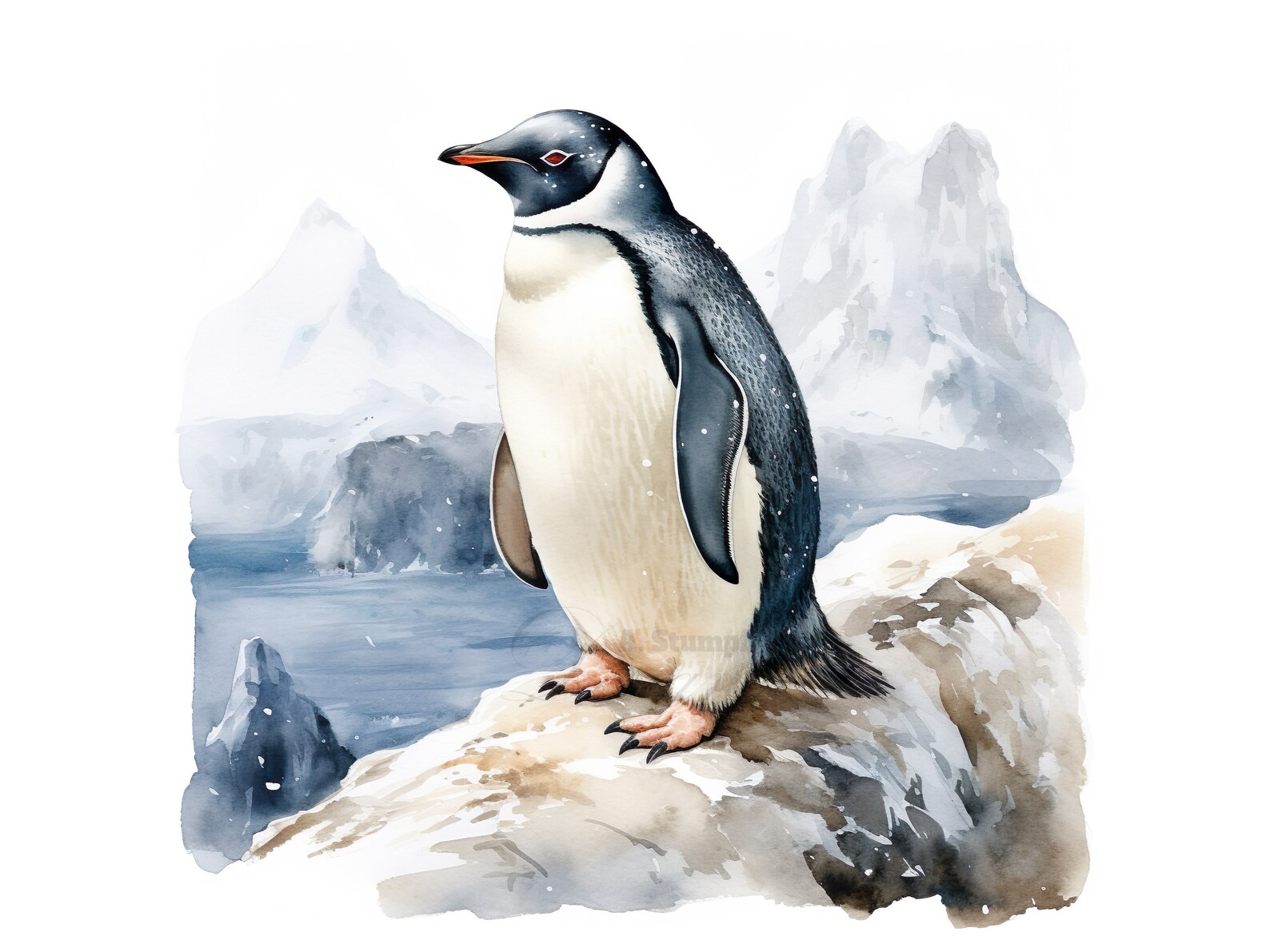 10 Penguin Clipart Set Digital Watercolor Paintings, Bird Lover ...