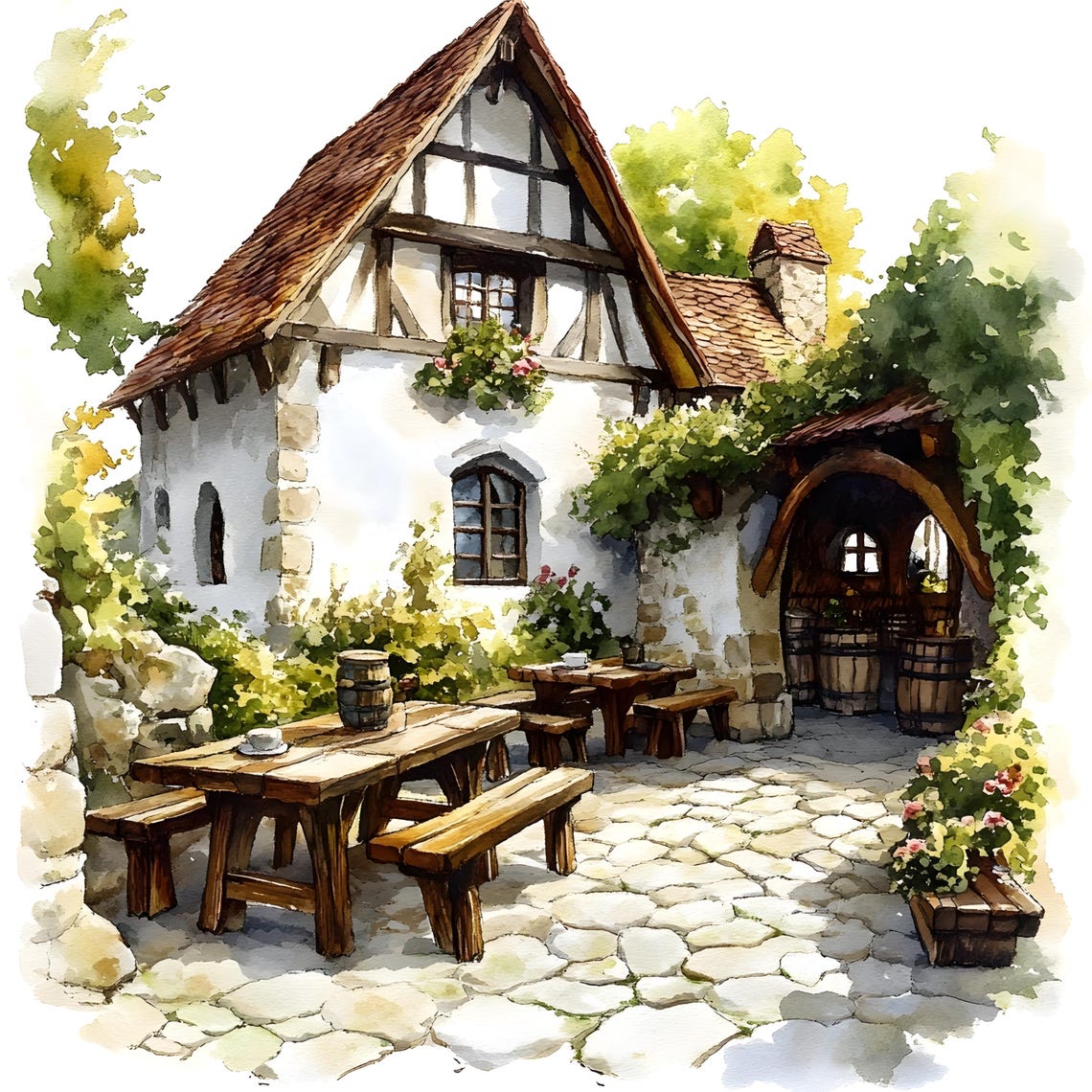 10 Medieval Tavern Clipart Set Rustic Decor Digital Watercolor Painting ...